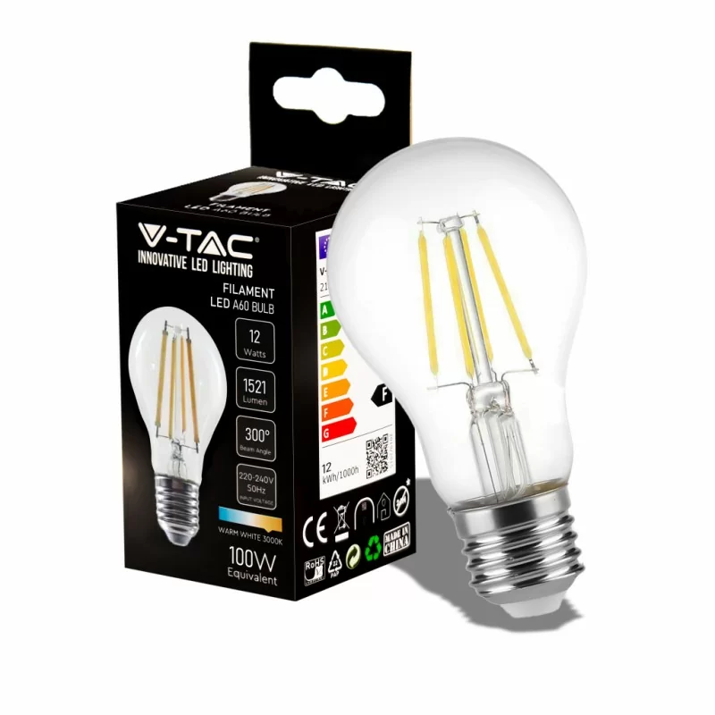V-TAC VT-2133 V-TAC Lampadina LED E27 12W 125LM/W A60 Filamento SKU-217458 SKU-217459 SKU-217460